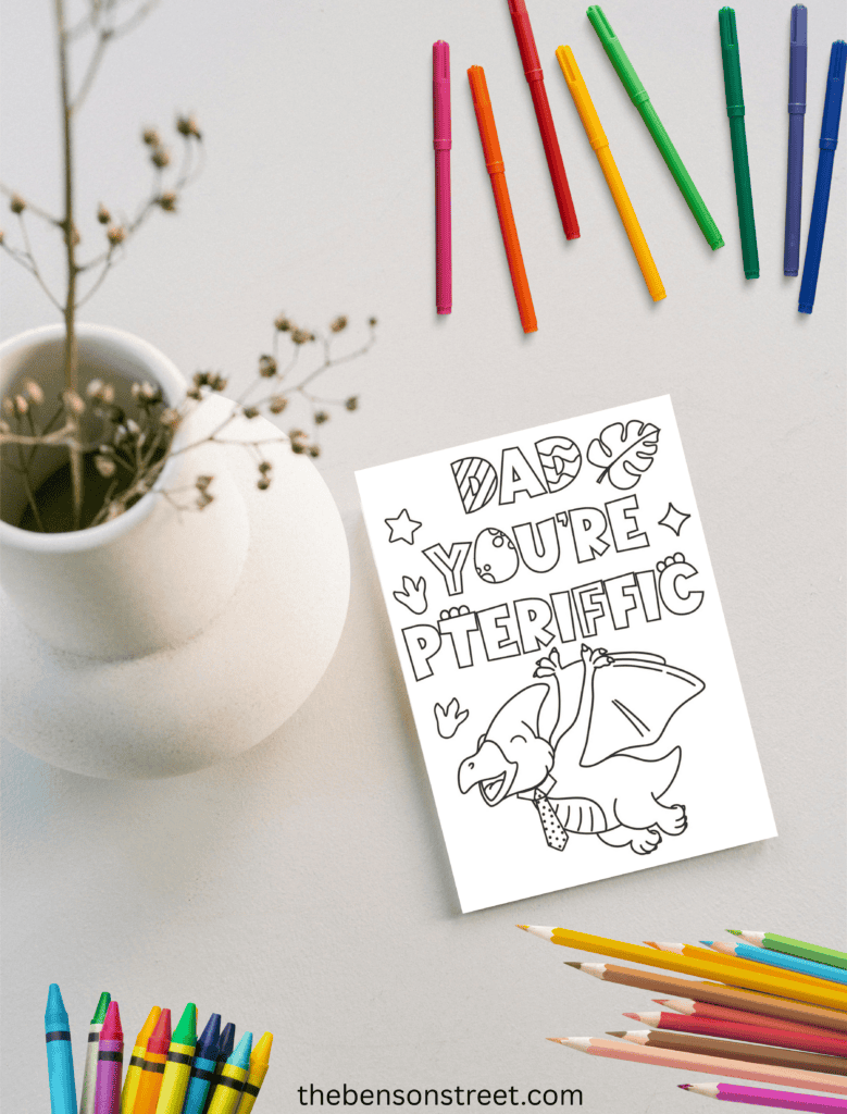 Dinosaur Themed Free Printable Father's Day Cards to Color - The Benson ...
