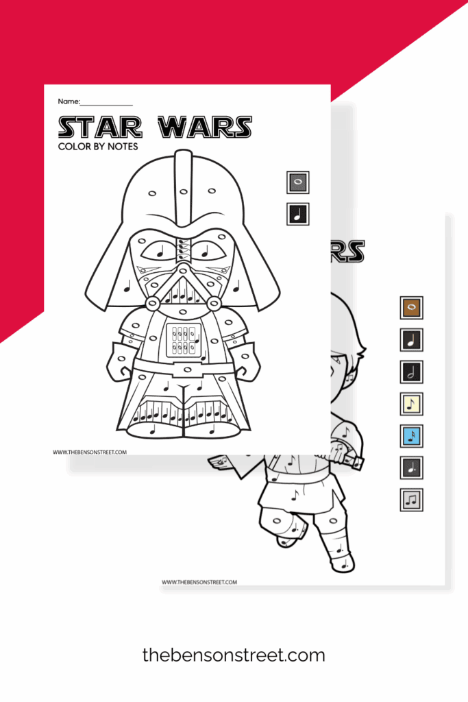 Free Printable Star Wars Color by Note Pages