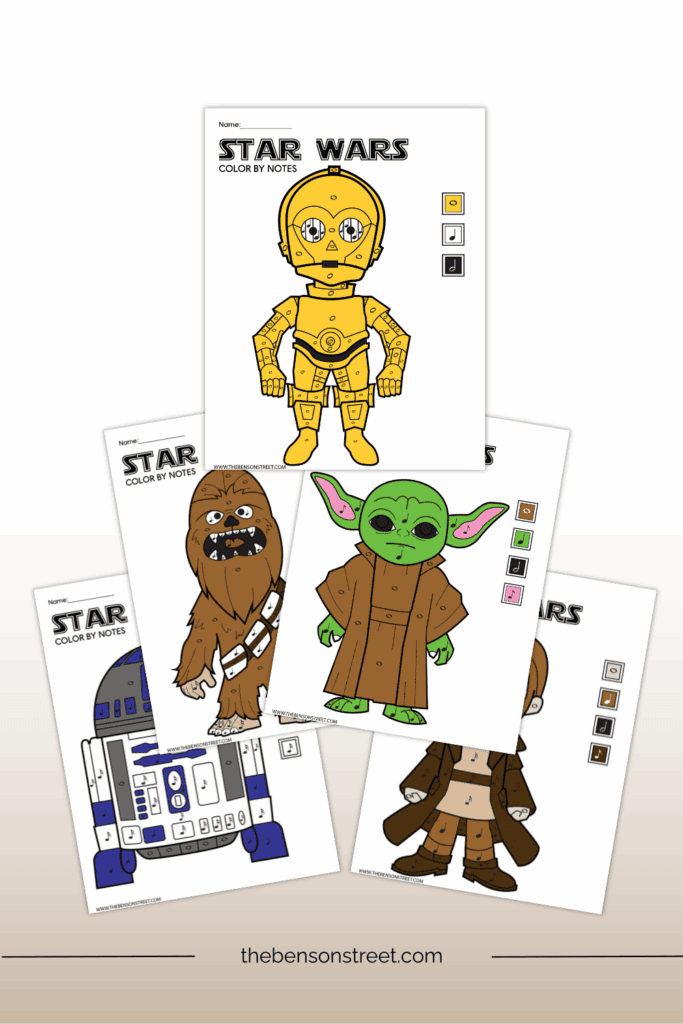 Free Printable Star Wars Color by Note Pages