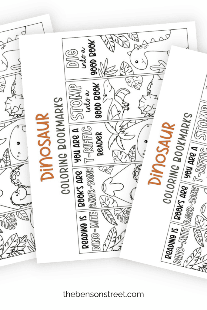 Free Printable Dinosaur Coloring Bookmarks: 5 Designs