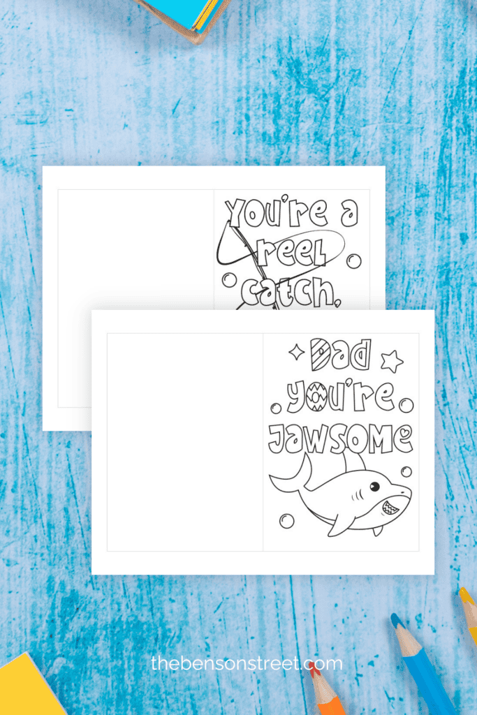 Free Printable Shark Father's Day Cards for Kids to Color - The Benson ...