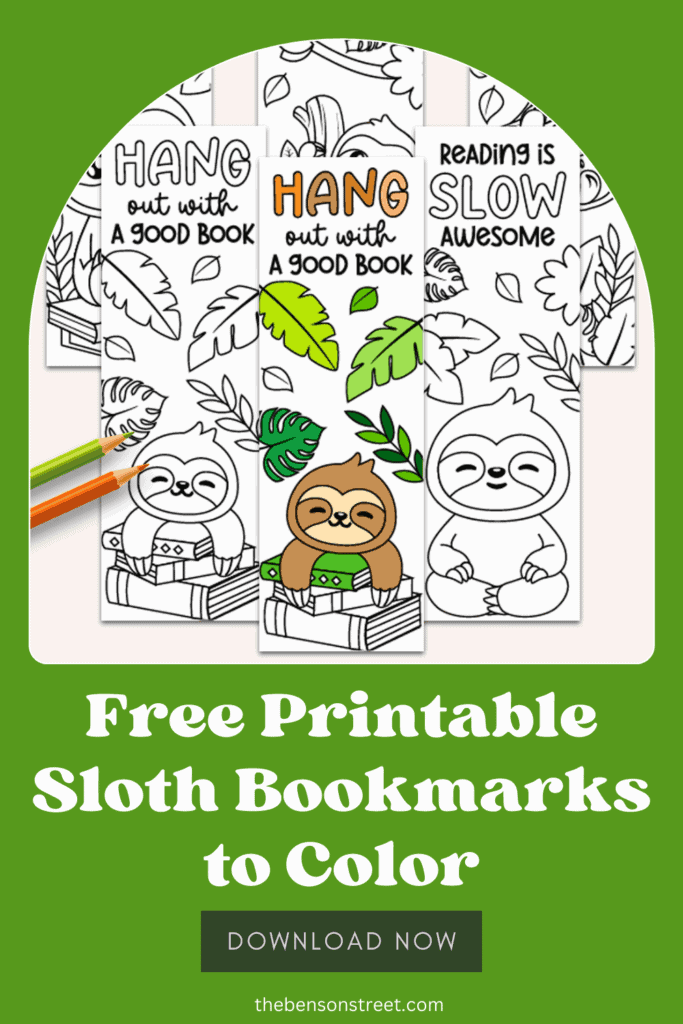 Free Printable Sloth Coloring Bookmarks to Customize - The Benson Street