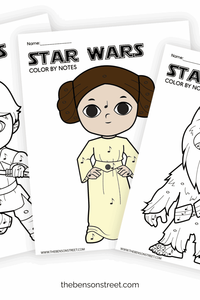 Free Printable Star Wars Color by Note Pages
