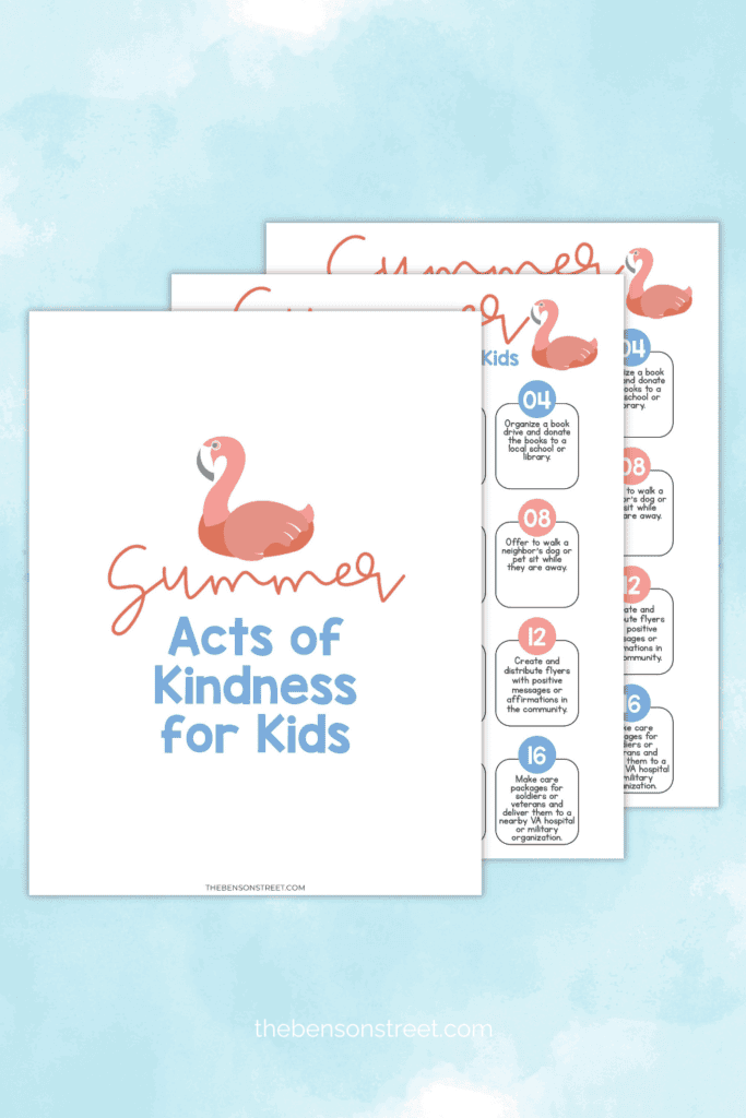 Summer Random Acts of Kindness for Kids Free Printable Page