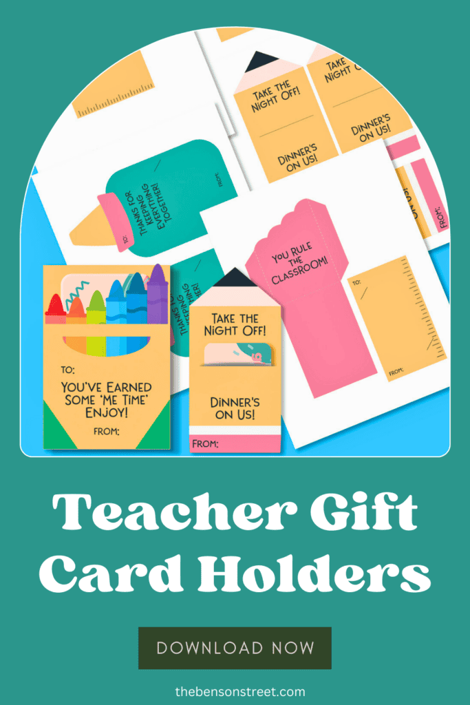 Free Teacher Appreciation Gift Card Holder Printable - The Benson Street