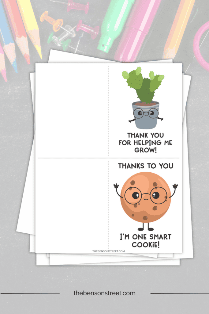 Free Printable Thank You Cards for Teachers: 8 Card Designs