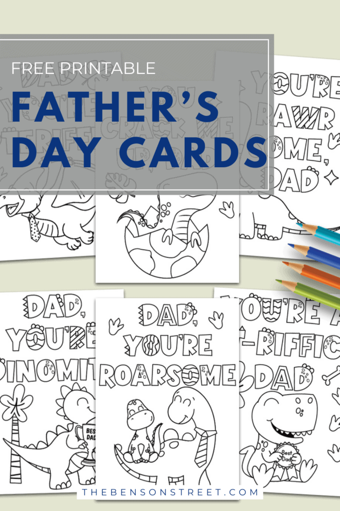 Dinosaur Themed Free Printable Father's Day Cards to Color - The Benson ...