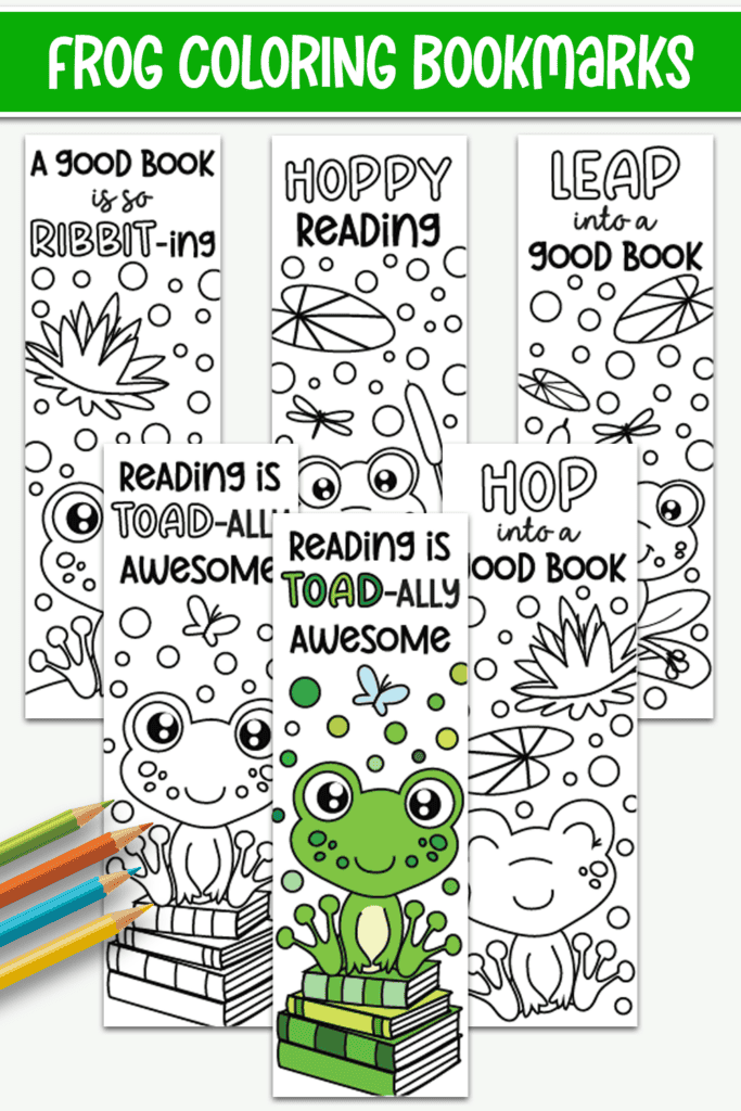 Free Printable Frog Coloring Bookmarks: 5 Designs