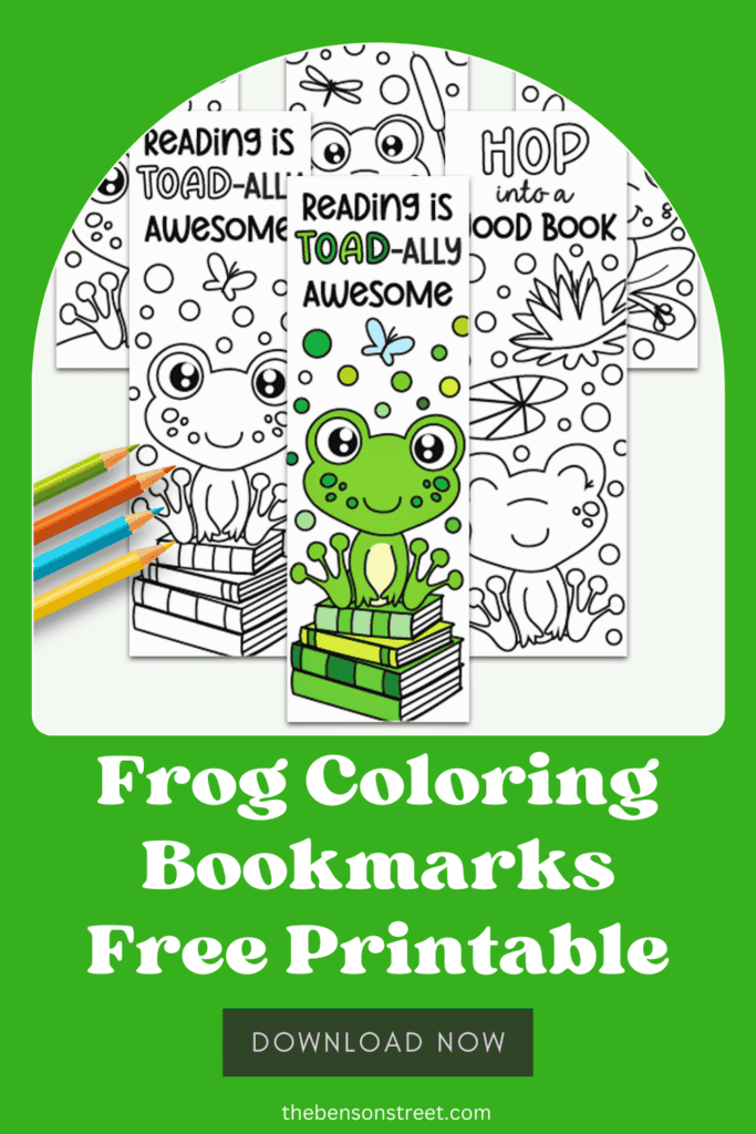 Free Printable Frog Coloring Bookmarks: 5 Designs