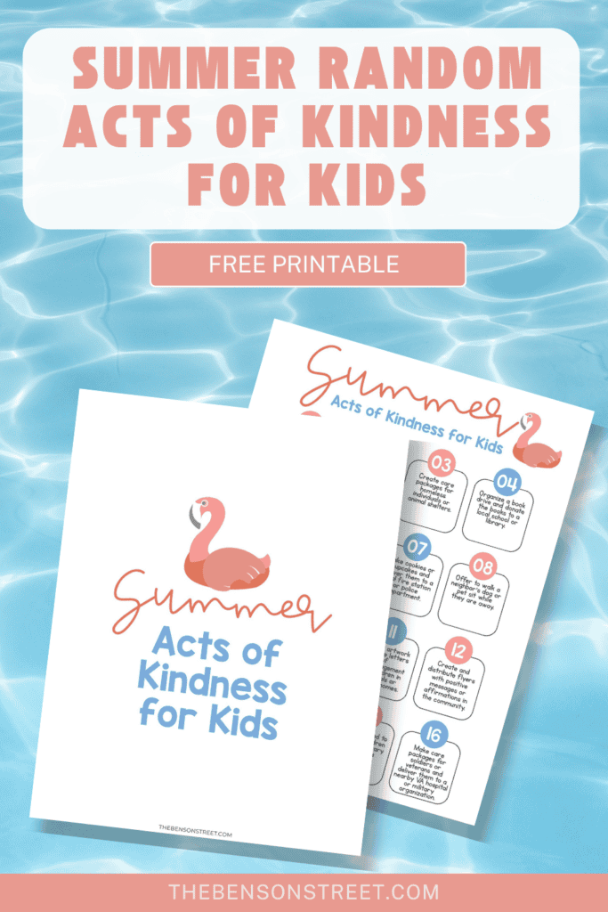 Summer Random Acts of Kindness for Kids Free Printable Page