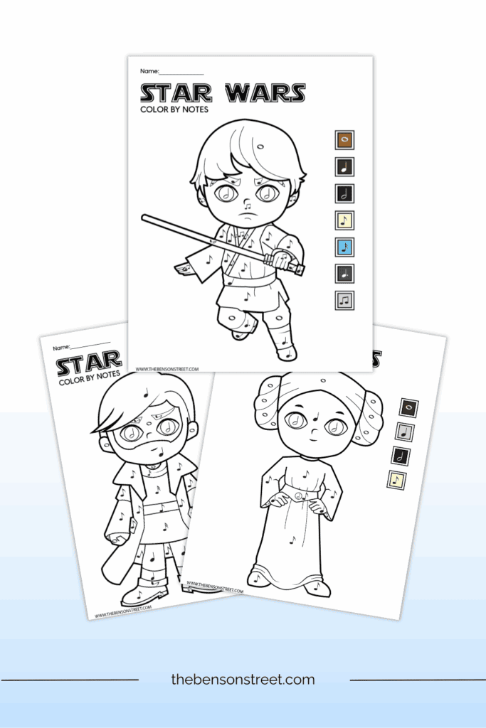 Free Printable Star Wars Color by Note Pages