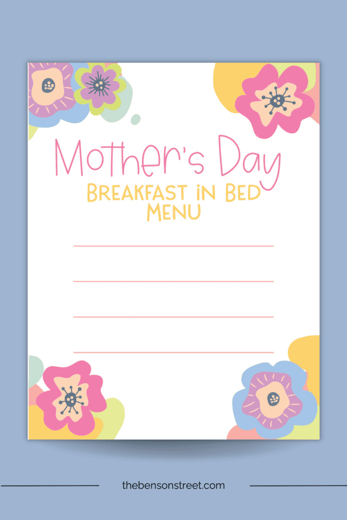 Free Mother's Day Breakfast in Bed Printables - The Benson Street