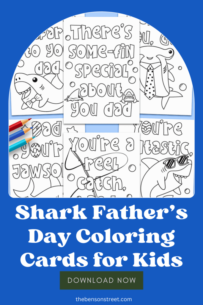 Free Printable Shark Father's Day Cards for Kids to Color - The Benson ...