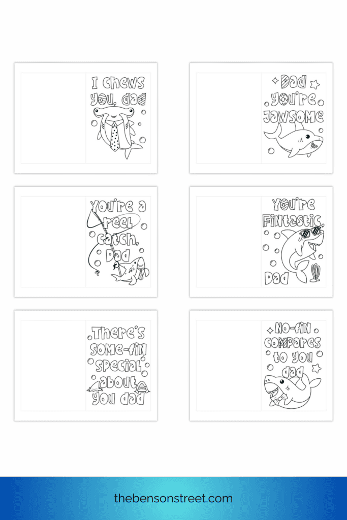 Free Printable Shark Father's Day Cards for Kids to Color - The Benson ...