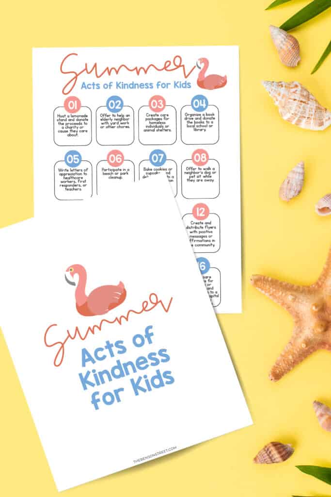 Summer Random Acts of Kindness for Kids Free Printable Page