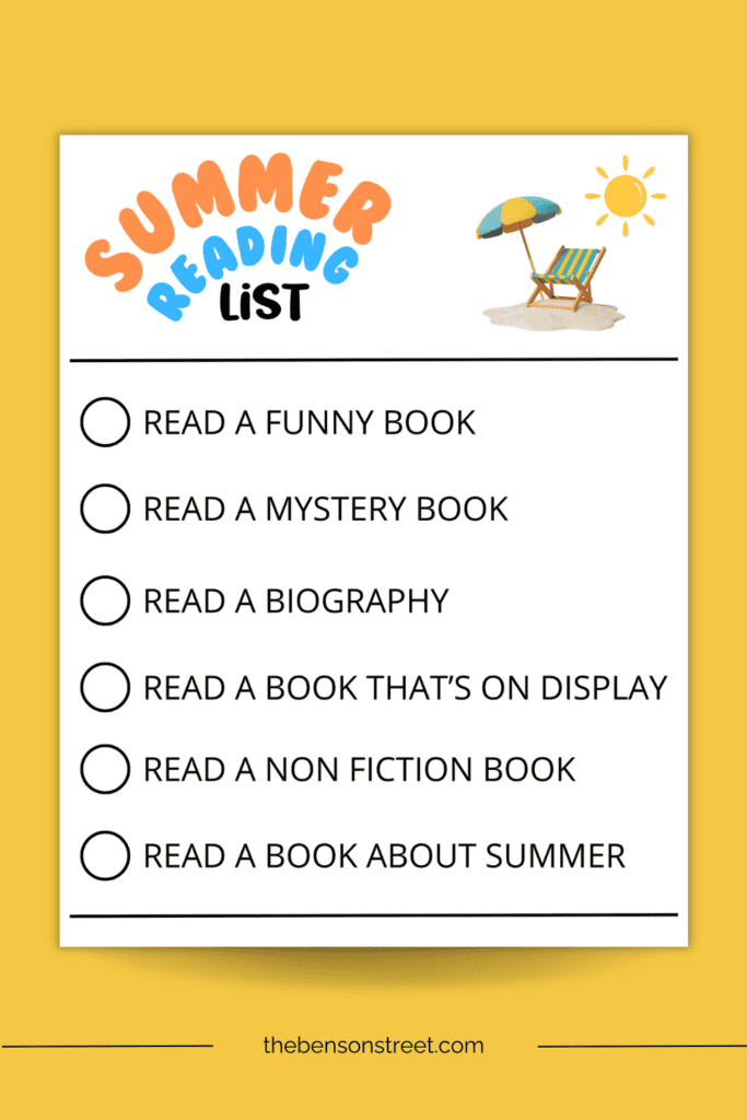Free Summer Reading List for Kids Printable