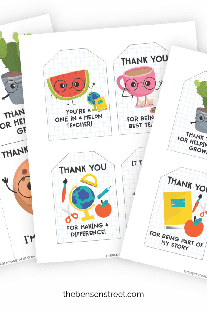 Free Printable Thank You Cards for Teachers: 8 Card Designs