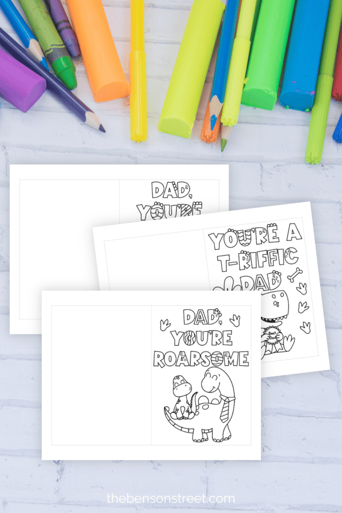 Dinosaur Themed Free Printable Father's Day Cards to Color - The Benson ...
