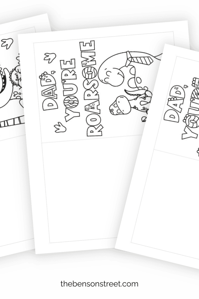 Dinosaur Themed Free Printable Father's Day Cards to Color - The Benson ...
