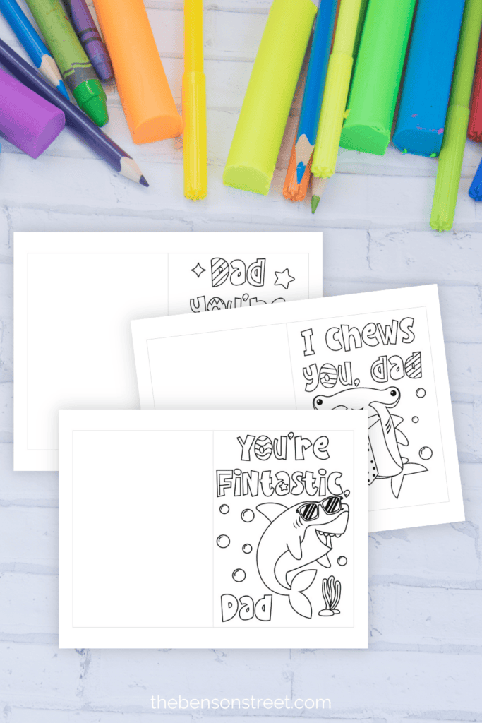 Free Printable Shark Father's Day Cards for Kids to Color - The Benson ...