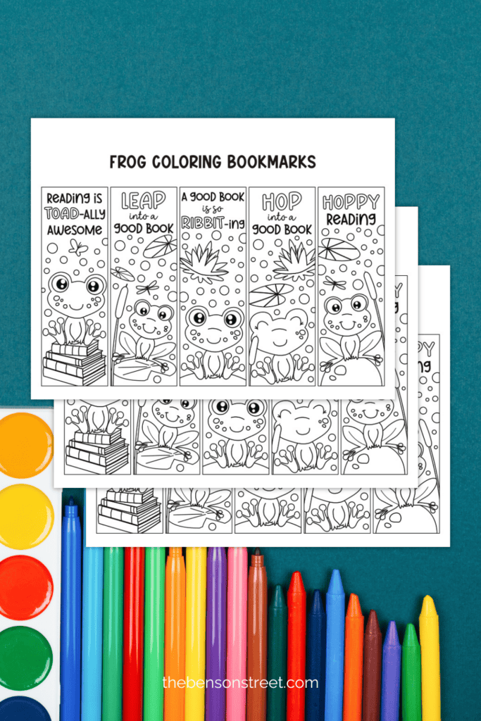 Free Printable Frog Coloring Bookmarks: 5 Designs