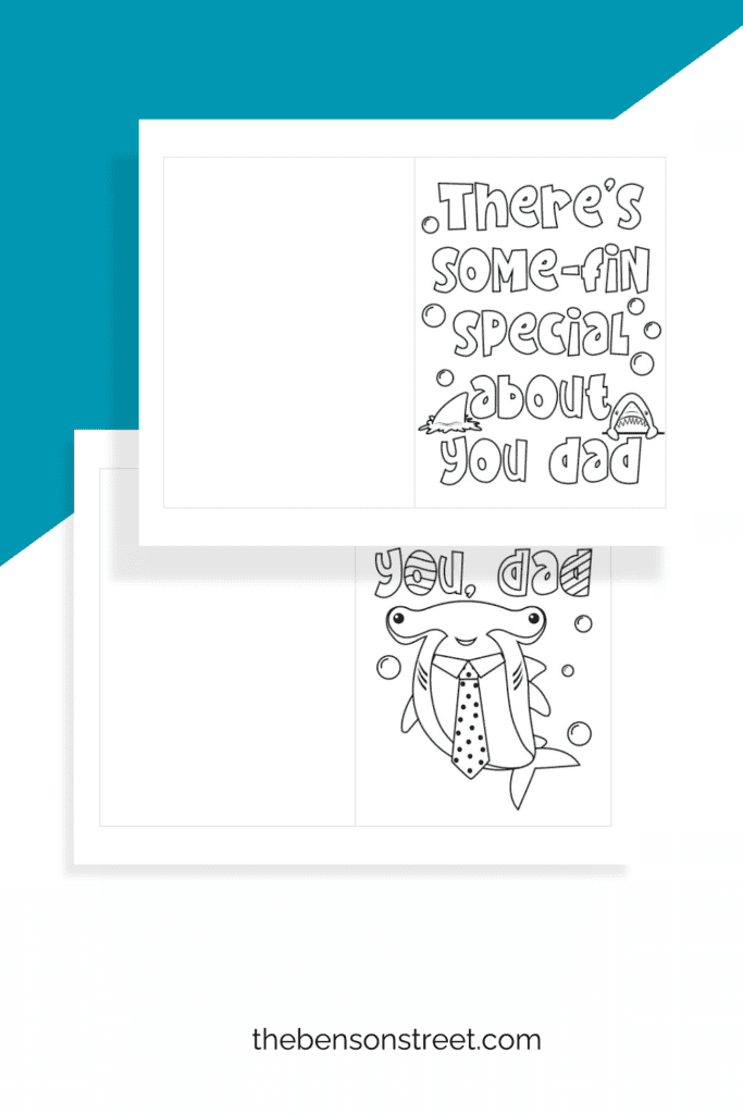 Free Printable Shark Father's Day Cards for Kids to Color - The Benson ...