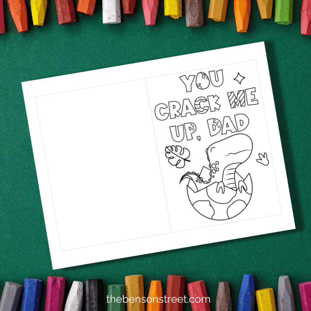 Dinosaur Themed Free Printable Father's Day Cards to Color - The Benson ...