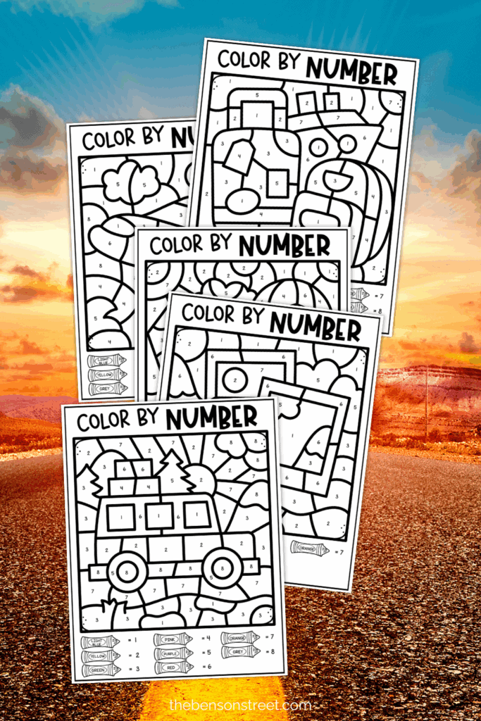 Free Printable Road Trip Color by Number Pages - The Benson Street