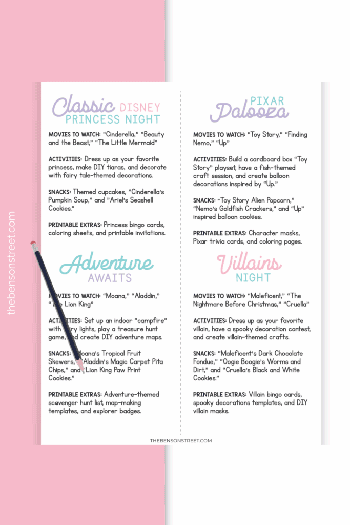 Free Printable Themed Disney Movie Night Ideas: Magical Family Nights