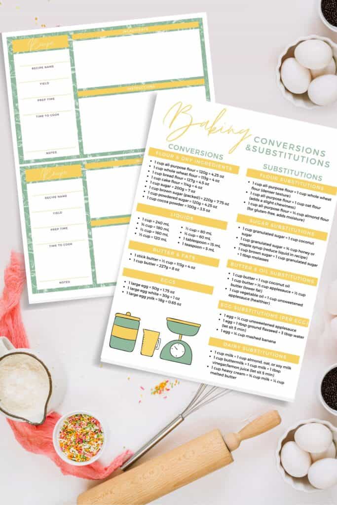 Free Printable Baking Conversion Chart with Baking Substitutions - The ...