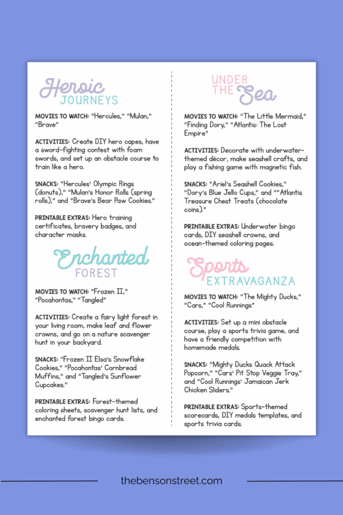Free Printable Themed Disney Movie Night Ideas: Magical Family Nights