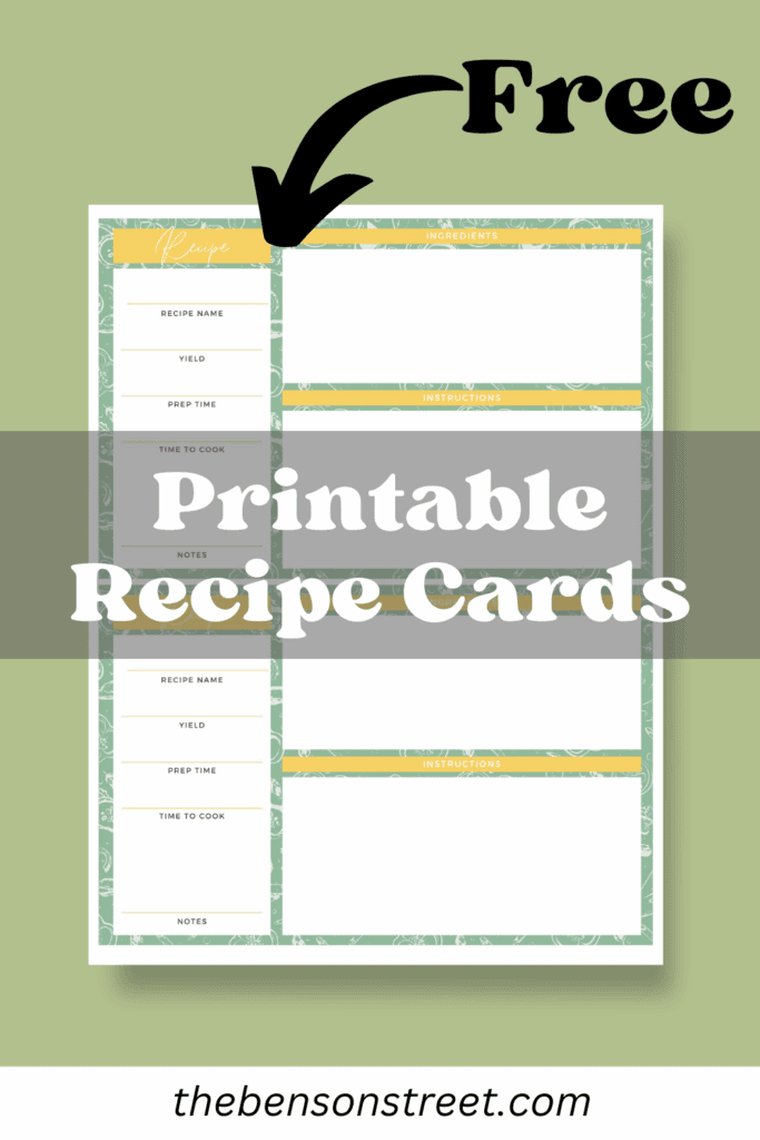 Free Printable Recipe Cards to Fill In - The Benson Street