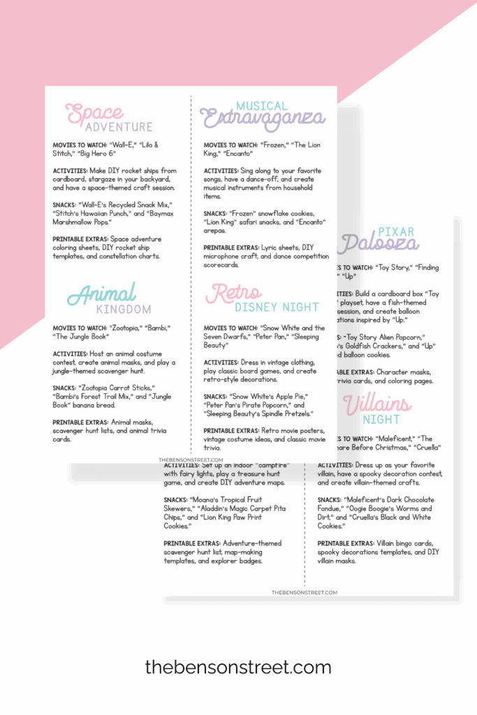 Free Printable Themed Disney Movie Night Ideas: Magical Family Nights