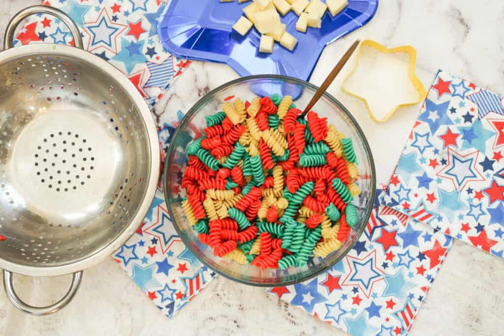 Patriotic Pasta Salad: Festive Red, White, & Blue Side Dish