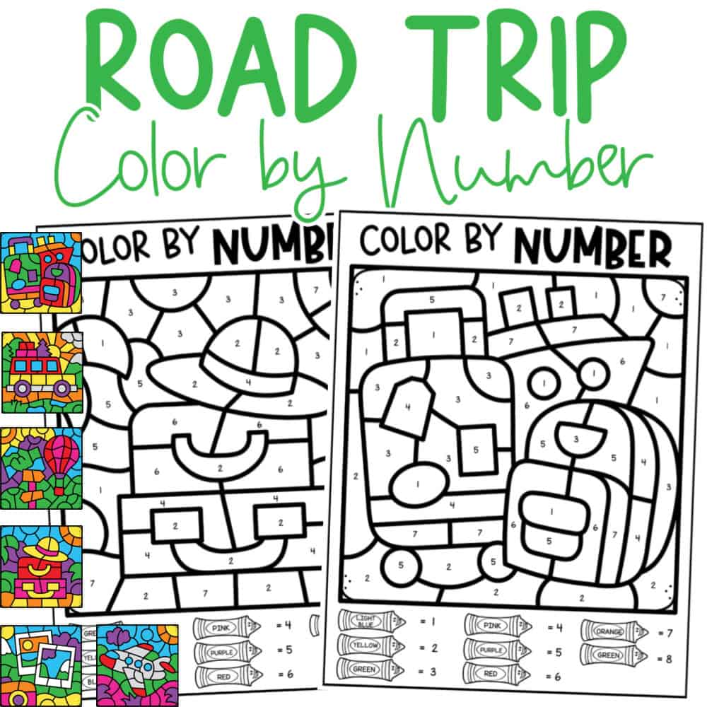 Free Printable Road Trip Color by Number Pages - The Benson Street