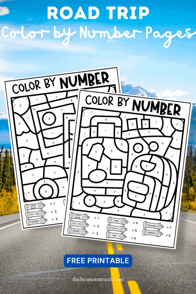 Free Printable Road Trip Color by Number Pages - The Benson Street