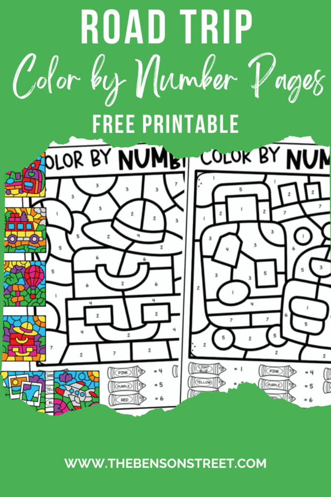 Free Printable Road Trip Color by Number Pages - The Benson Street