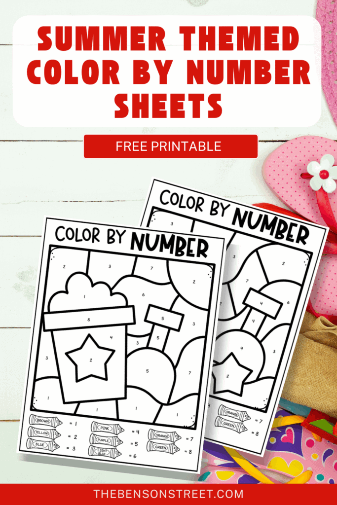 Free Printable Summer Color by Number Pages: 6 Beach Designs - The ...