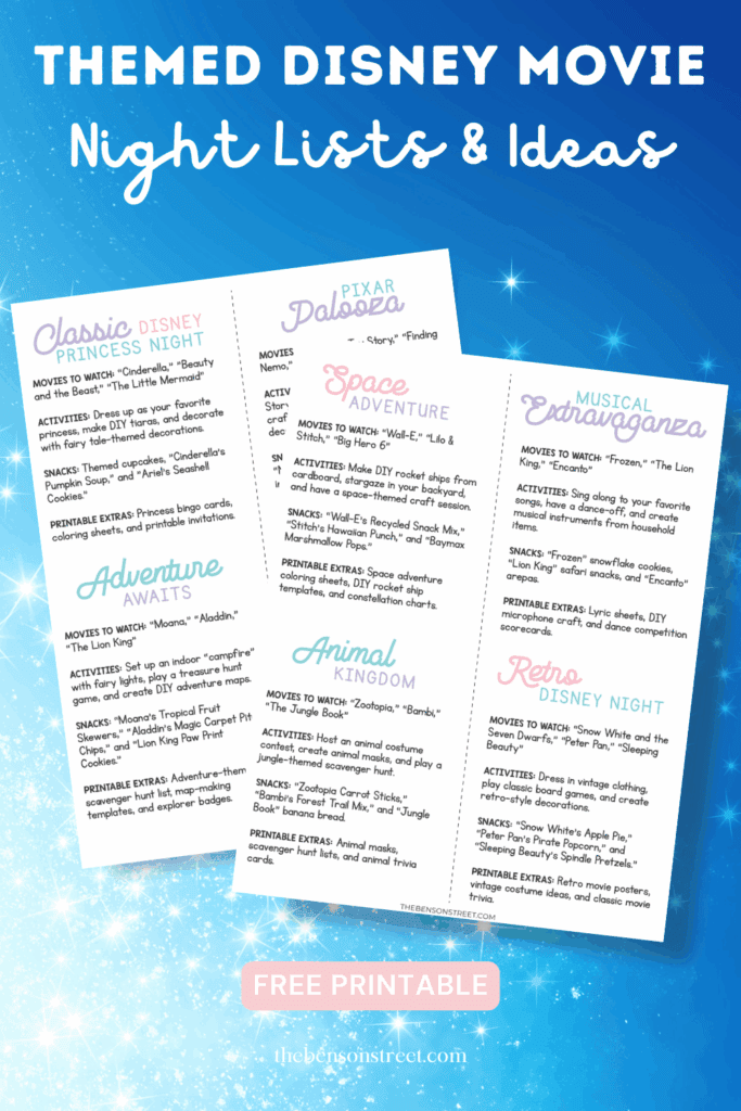 Free Printable Themed Disney Movie Night Ideas: Magical Family Nights