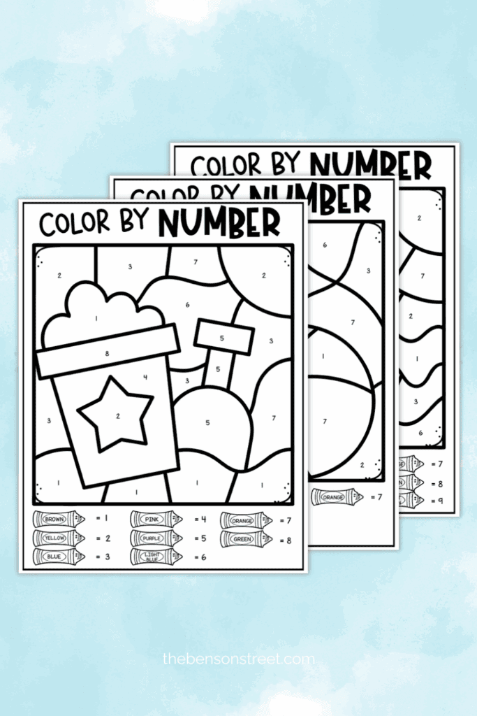 Free Printable Summer Color by Number Pages: 6 Beach Designs - The ...