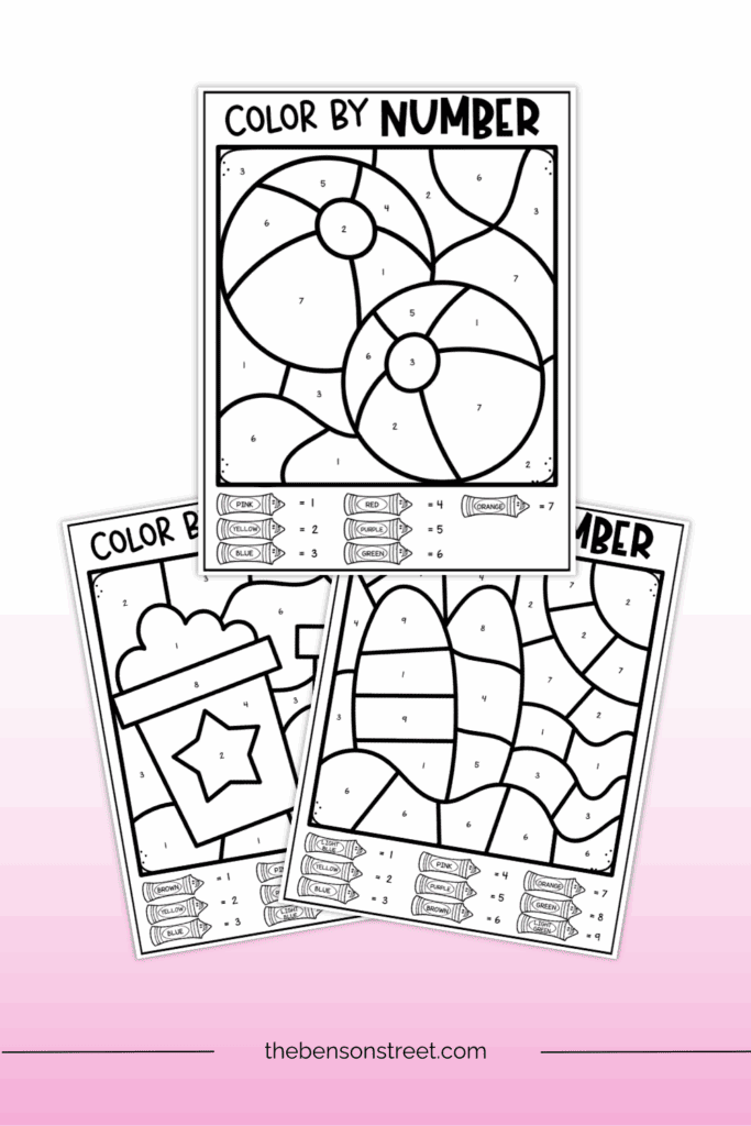 Free Printable Summer Color by Number Pages: 6 Beach Designs - The ...
