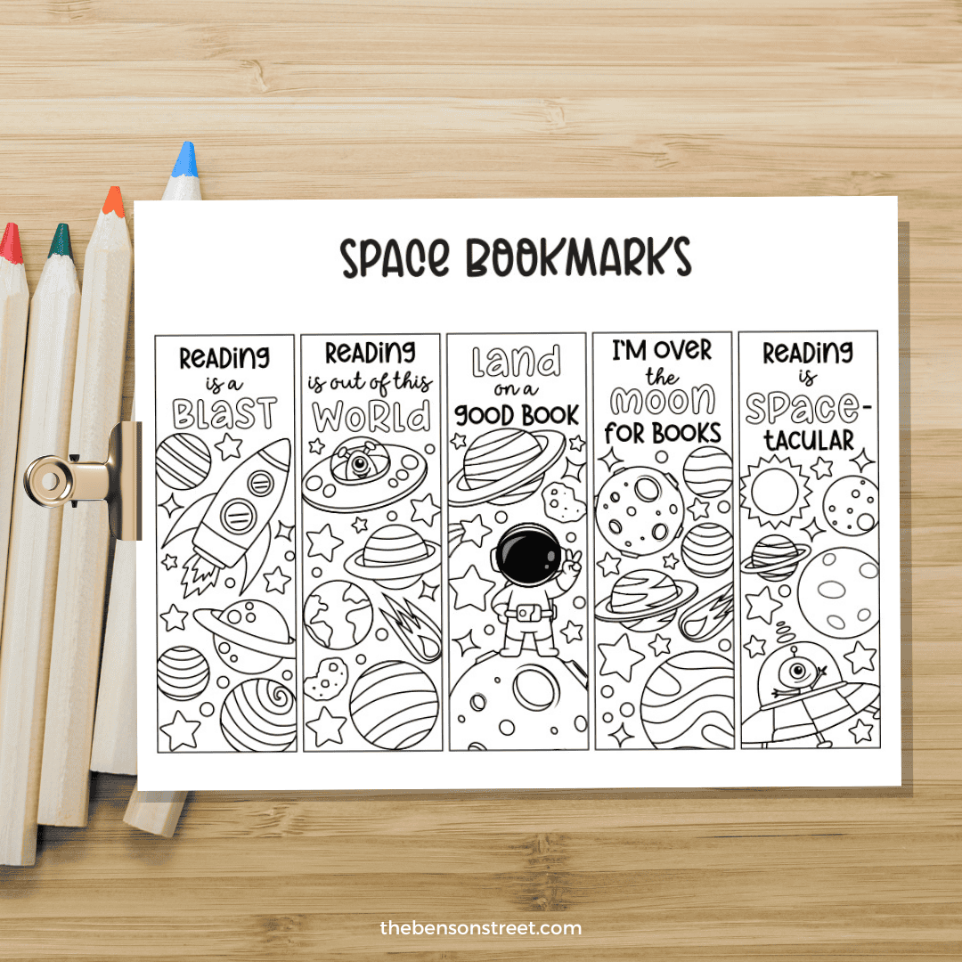 Free Printable Space Coloring Bookmarks to Customize: 5 Designs - The ...