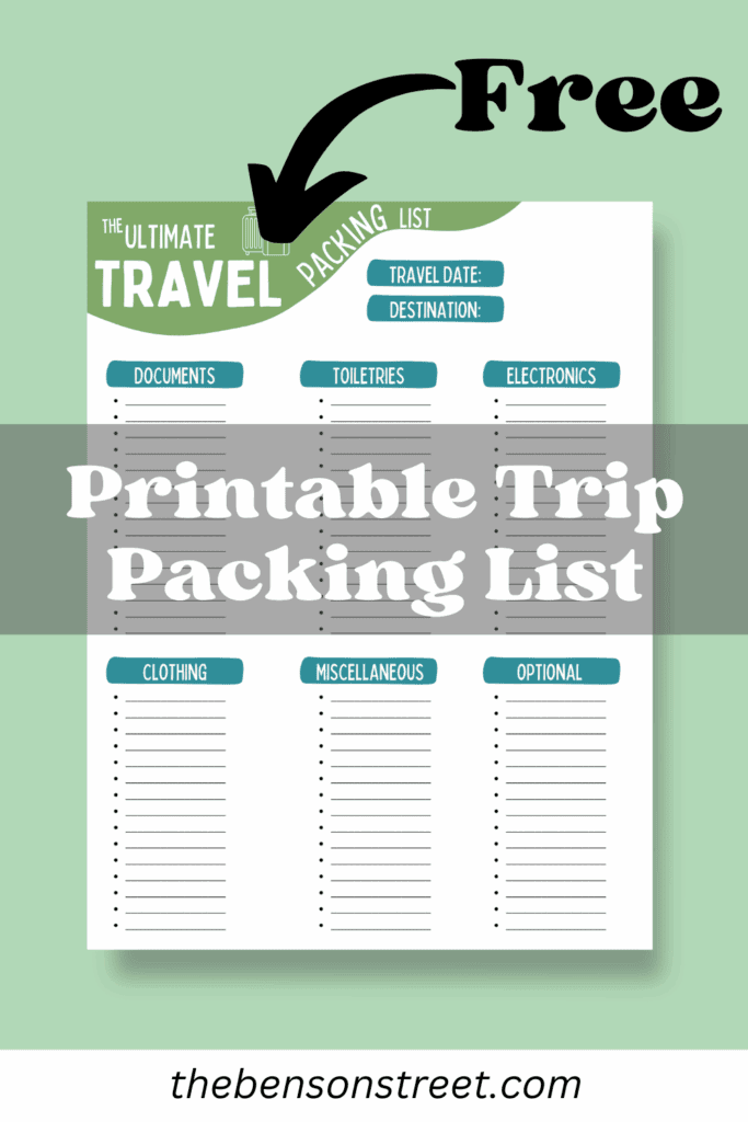 Free Printable Travel Packing List: Perfect for All Trips & Vacations ...