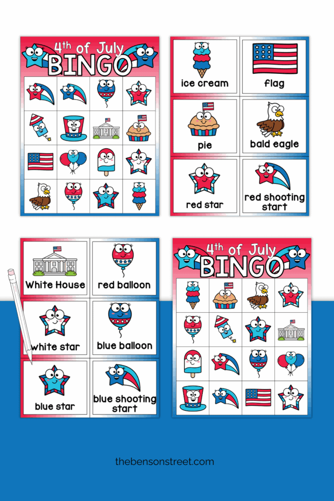 FREE 4th of July Bingo Cards Printable: 10 Patriotic Cards - The Benson ...