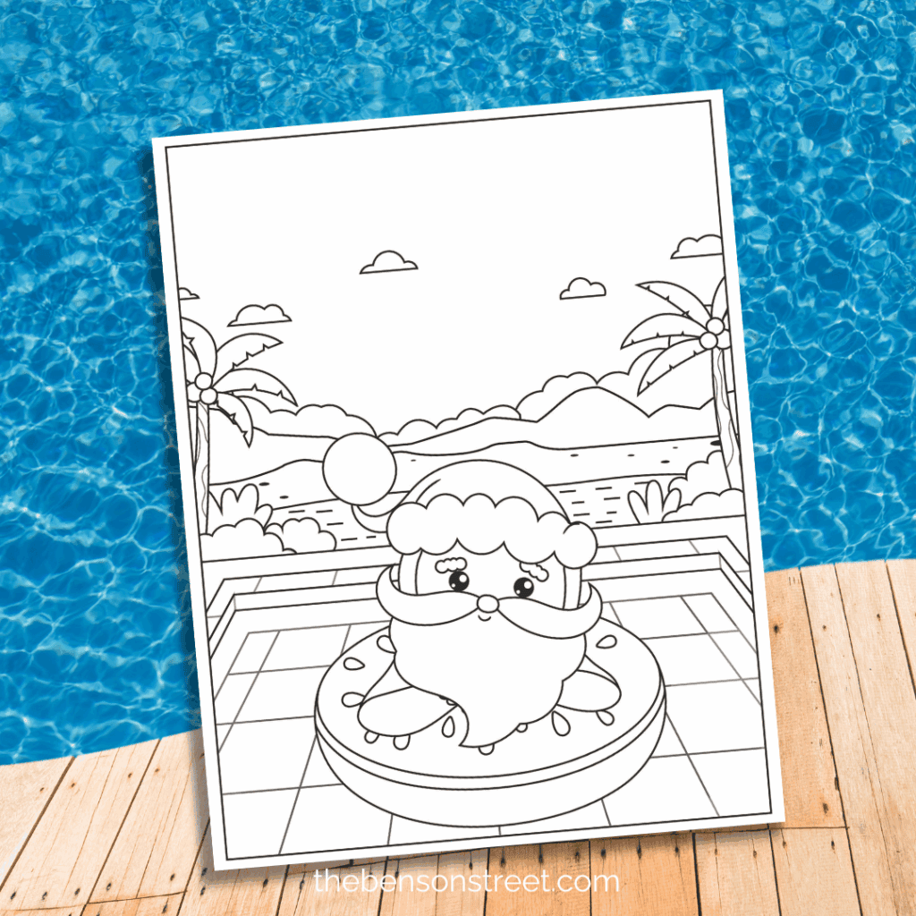 FREE Printable Santa Coloring Sheet Set: Tropical Vacation - The Benson ...
