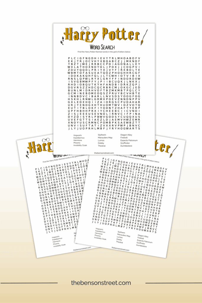 Free Printable Harry Potter Word Search - The Benson Street