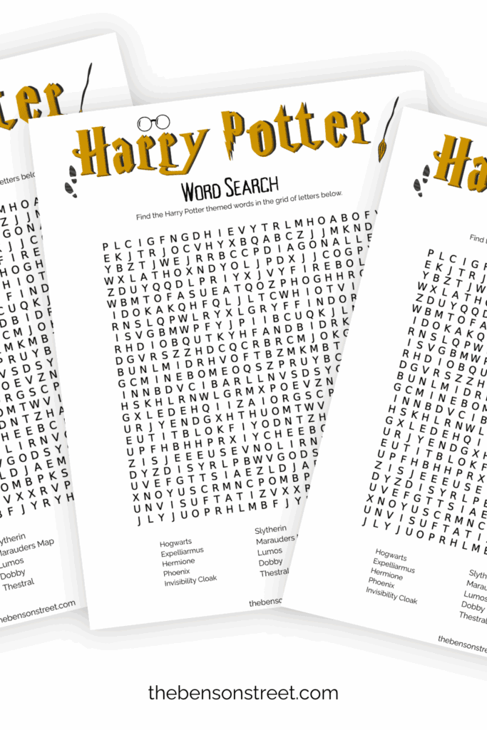 Free Printable Harry Potter Word Search - The Benson Street