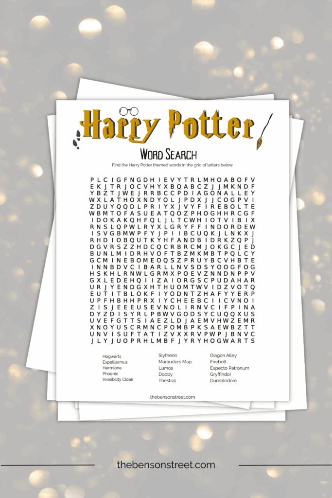 Free Printable Harry Potter Word Search - The Benson Street