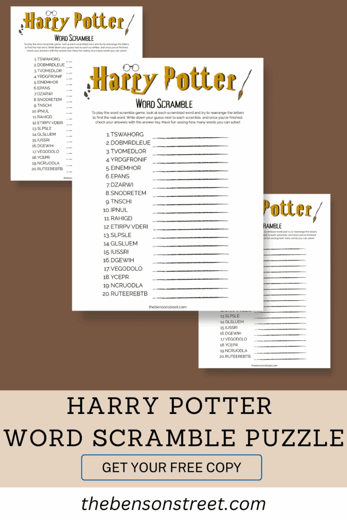 FREE Harry Potter Word Scramble: Fun & Easy Printable Game