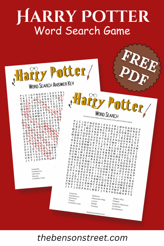 Free Printable Harry Potter Word Search - The Benson Street